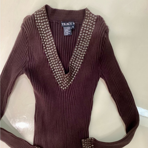 Tracy M | Tops | 35 525 Brown Knit Top | Poshmark